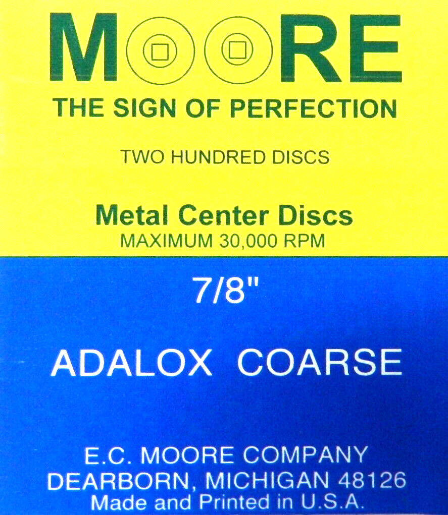 E.C. Moore's Adalox Coarse 7/8" Sanding Disc Snap On Brass Center Pack ...
