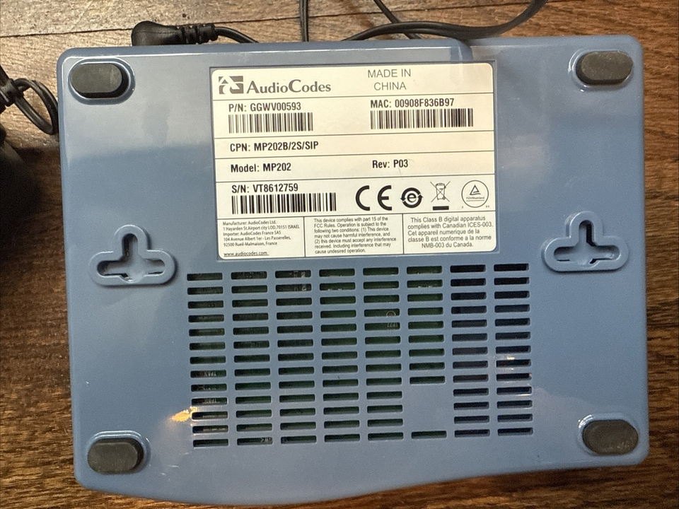 Audiocodes MP-202 GGWV00593 Analog Telephone Adapter W Power Adapter | eBay
