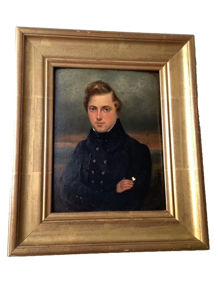 18th - British Romantic - Oil Panel Painting - Portrait Gentleman with ...