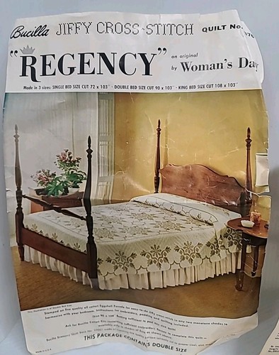 Vintage Bucilla Jiffy Cross-Stitch Regency NOS Double 68' 90"x130 ...