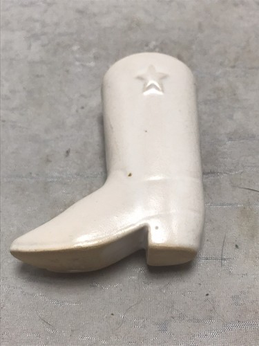 Uhl Pottery Stoneware White Cowboy Boot Hard To Find Item | eBay