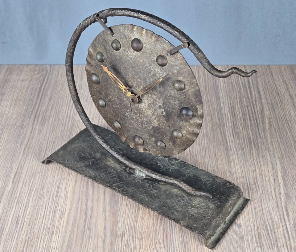 Antique gothic/brutalist wrought iron Snake clock, hand forged as found ...
