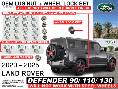 2020-2025 Land Rover Defender 90/110/130 OEM Lug Nuts + Wheel Lock Set ...