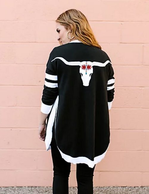 Rachel Hollis Black Varsity Cardigan Sweater New Texas Longhorn ...