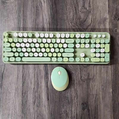 Ubotie Mixed Green Keyboard and Mouse Wireless (Circle Keys) Great ...