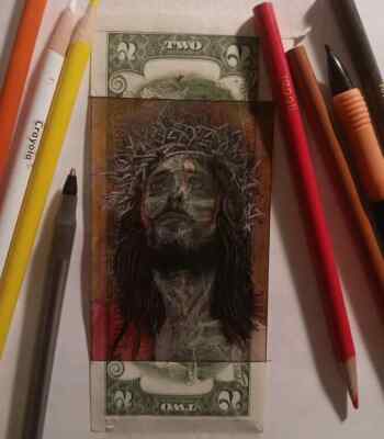 TWO DOLLAR $2 U.S. Bill Genuine Legal Tender Bill hand Drawing by J&M ...