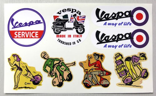 Scooter retro vintage style Decals Stickers ideal to fit classic VESPA ...