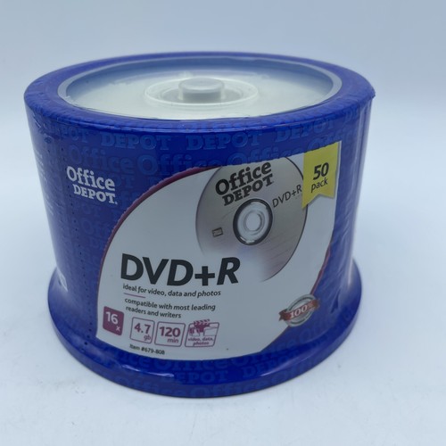 50 Pack OFFICE DEPOT DVD+R 120 Minute, 4.7 GB, 16x Blank CD Discs, NEW ...