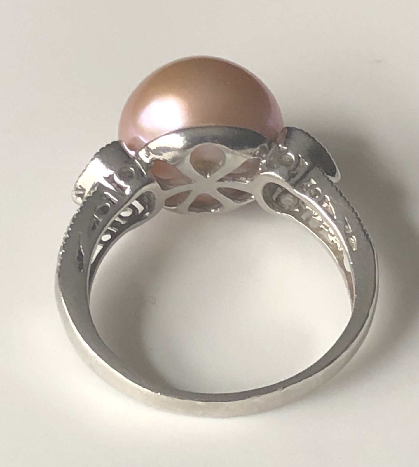 Sterling Silver LUC 925 Signed RING SIZE 6.5 Freshwater Pearl Heart ...