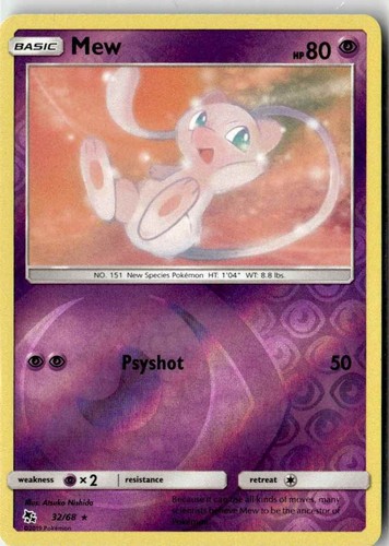 2019 SUN & MOON HIDDEN FATES MEW 32/68 REVERSE HOLO | eBay