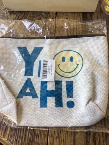 Lot Smiley Face items-3 pin/ buttons+ mug+insulated tumbler+tote+wall ...