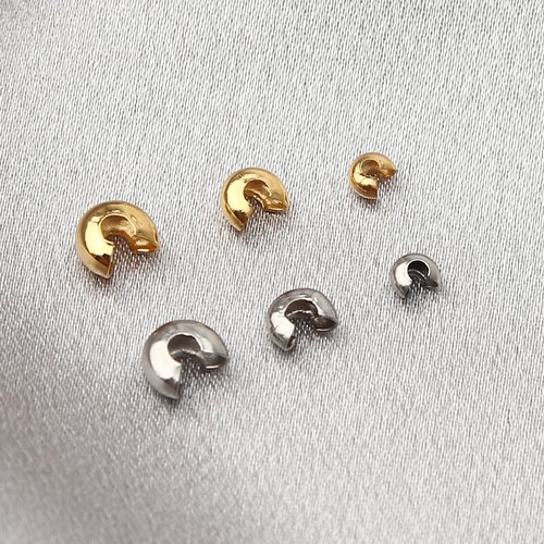 Stainless Steel Gold Plated Round Crimp Cover Dia 3 4 5mm Round End ...