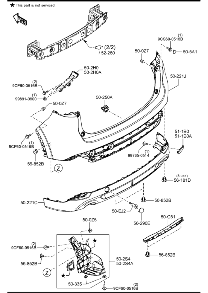 2022 - 2023 MAZDA CX-5 BUMPER REAR LOWER OEM KSD4-50-222B for sale ...