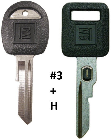 GM OEM Single Sided VATS Ignition Key #3 + Doors/Trunk GM OEM "Rubber ...