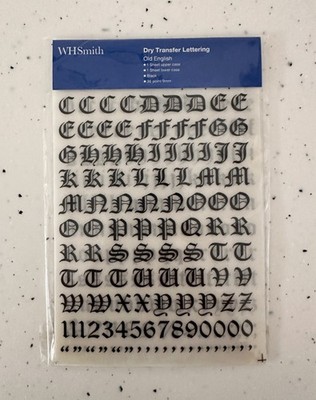 WHSmith Dry Transfer Lettering Sheets ‘Old English’ 36pt Uppercase ...