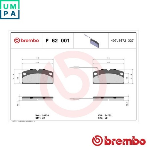 BRAKE PAD SET DISC BRAKE P 62 001 FOR AIXAM .751/.741/.721500Hatchback ...
