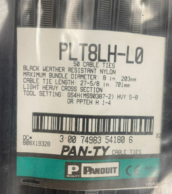 Panduit Pan-Ty Cable Ties PLT8LH-LO 50 PC 27 5/8" Black | eBay