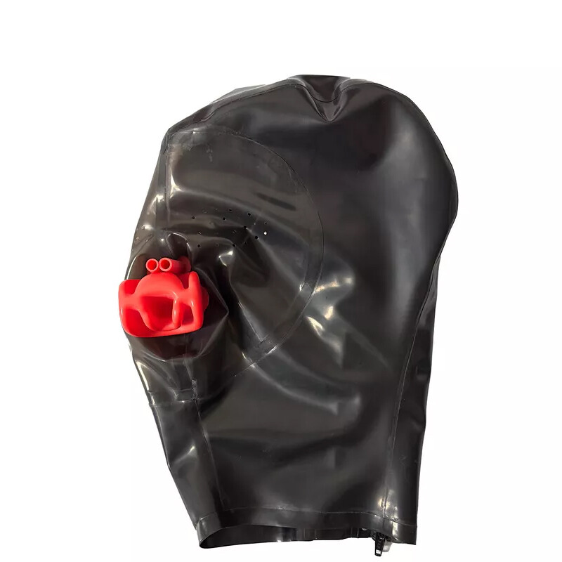 Latex Gummi Rubber Hood with Nose Tube Mouth gag Fetish BDSM ...