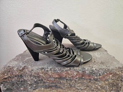 SIZE 7 DRESSBARN Silver Strappy Heels INVPV2093 | eBay