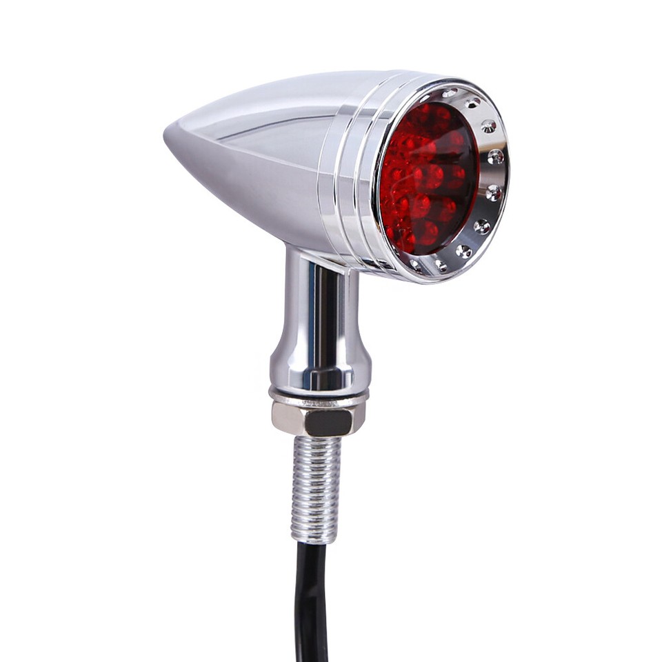 Universal Red 20 LED Chrome Motorcycle Running Turn Signal Tail Light ...