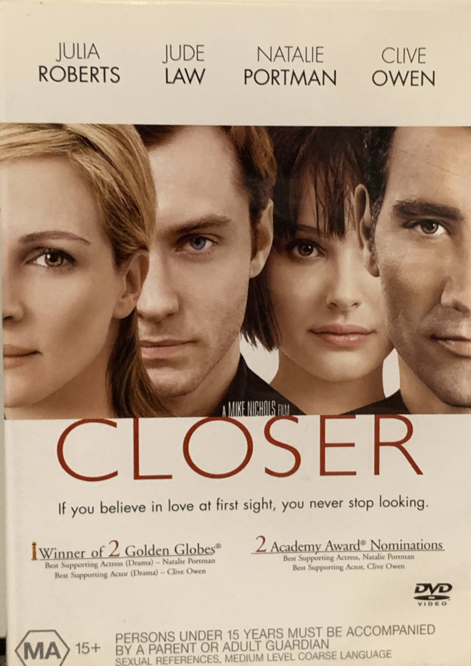 Closer (DVD, 2004) Julia Roberts, Jude Law, Natalie Portman, Clive Owen 9317731023064 | eBay
