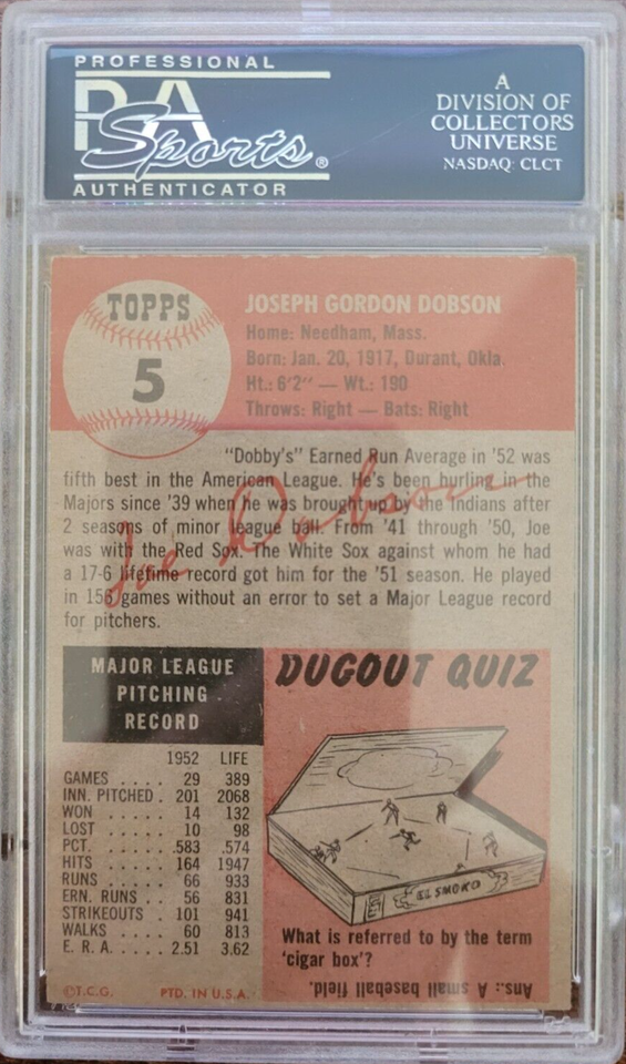 1953 Topps #5 Joe Dobson PSA 6 EX-MT | eBay