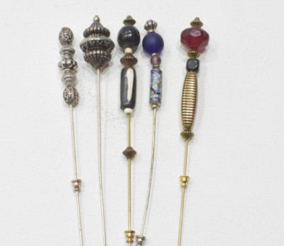 Stick Pins 5 Assorted Beaded Pins | eBay