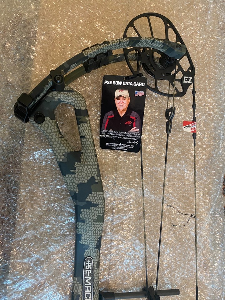 Brand New PSE Mach 34 with E2 Cams. Kuiu Verde. DW: 50,60,70,80. DL: 29 ...