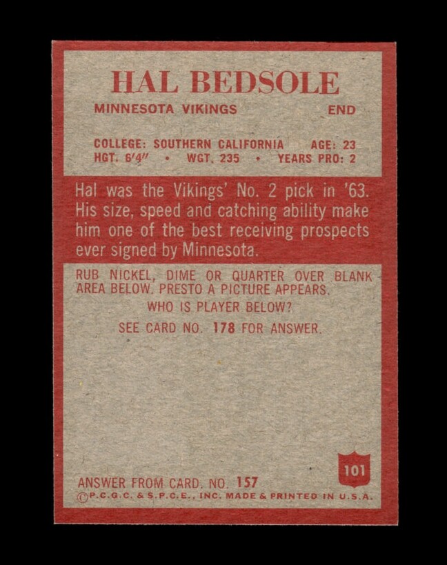 1965 Philadelphia Set-Break #101 Hal Bedsole EX-EXMINT *GMCARDS* | eBay