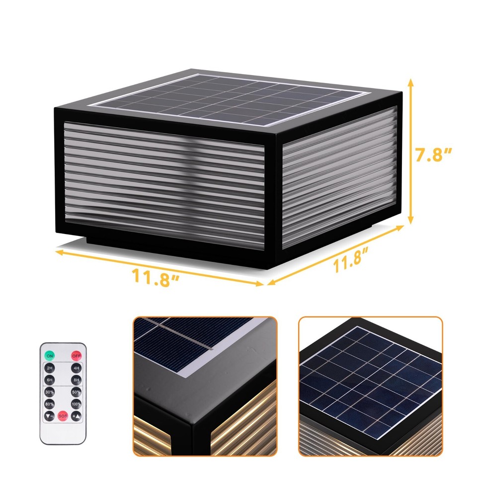 12x12" Modern Solar Post Deck Cap Fence Light Fits Outdoor Post Lamp ...