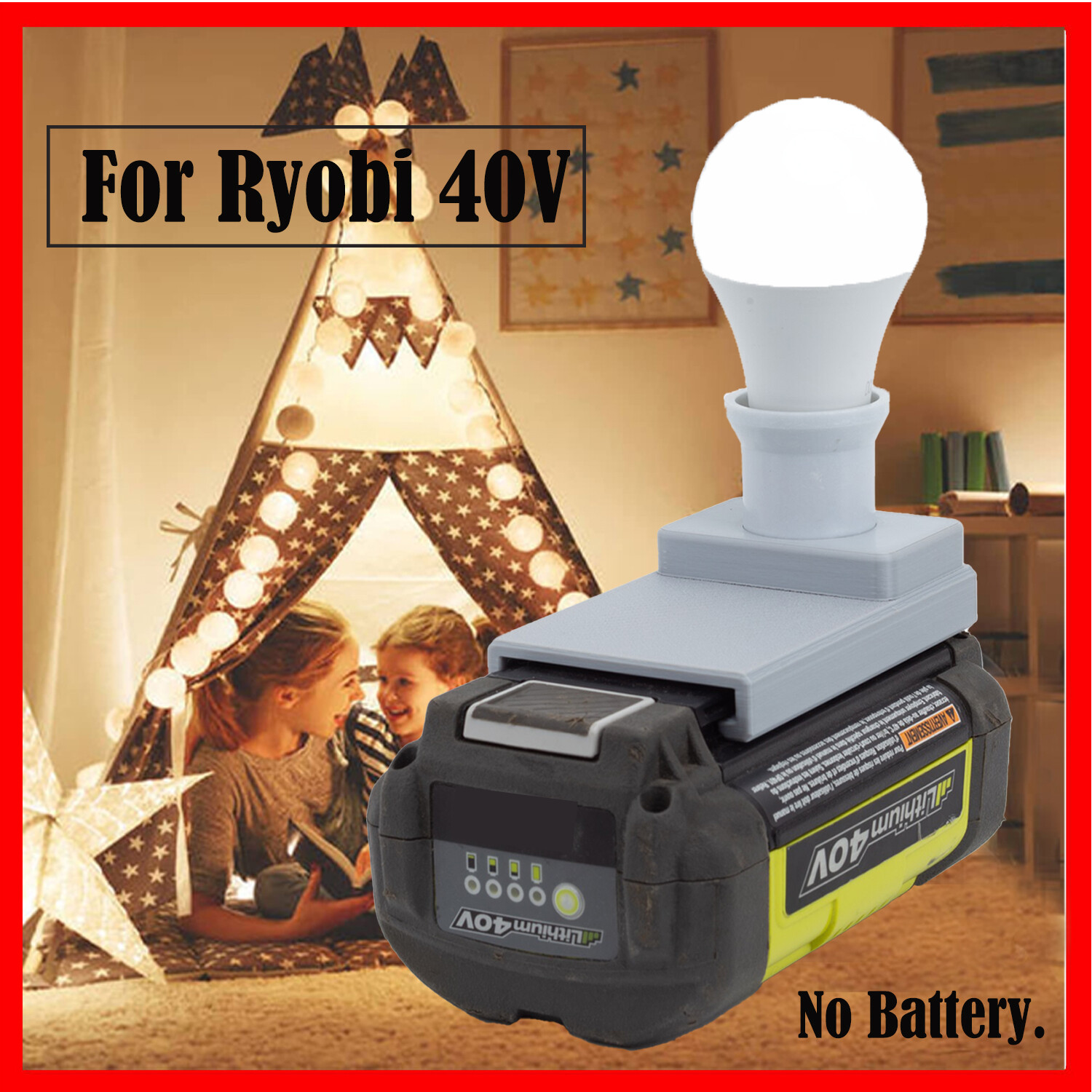 LED Work Light For Ryobi 40V Series Lithium Battery Portable E27 Bulb ...