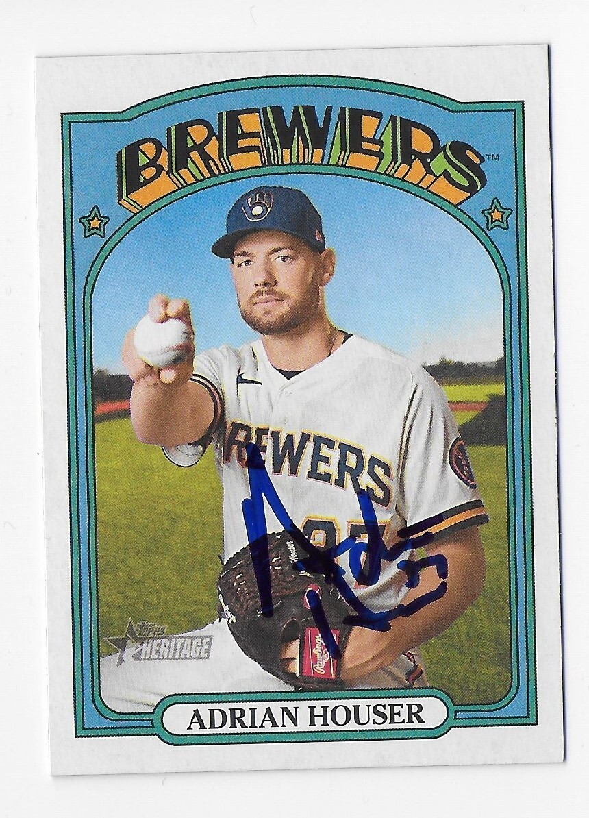 2021 HERITAGE #583 ADRIAN HOUSER BREWERS AUTOGRAPHED SIGNED BASEBALL ...