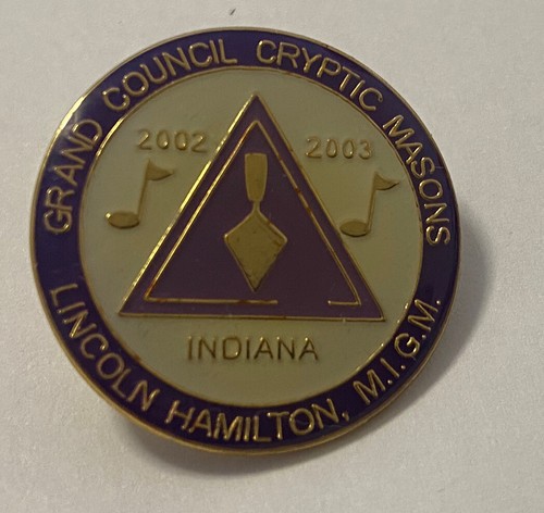 2002-2003 Indiana Grand Council Cryptic Masons Lincoln Hamilton Lapel ...