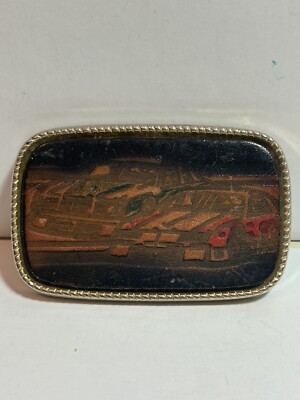 Vintage USA Made Painted Leather Race Muscle Cars Men’s Belt Buckle ...