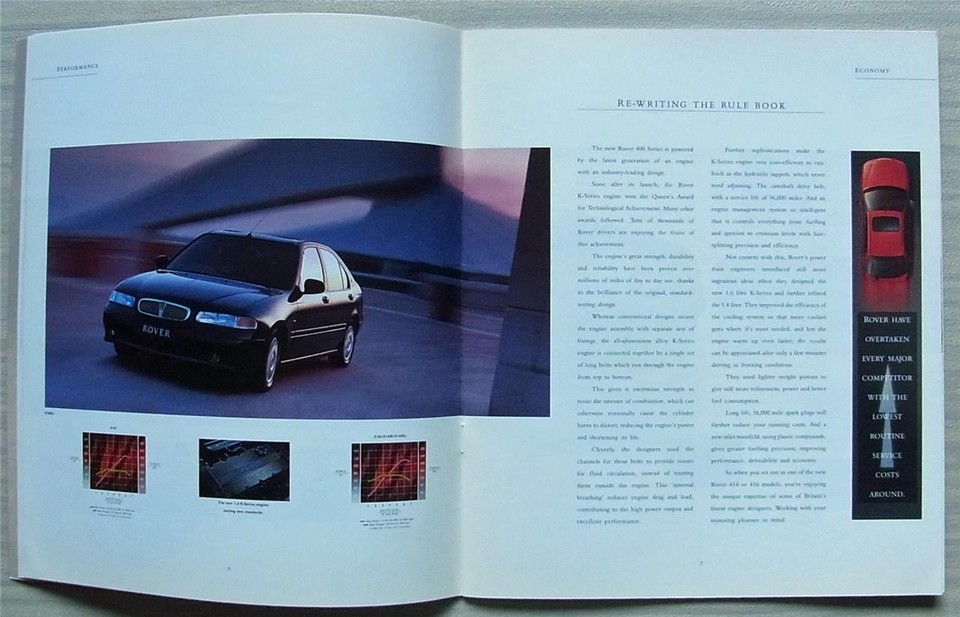 Brochure vente voiture ROVER SÉRIE 400 1996 MODÈLE #4881 414 414i 416i ...