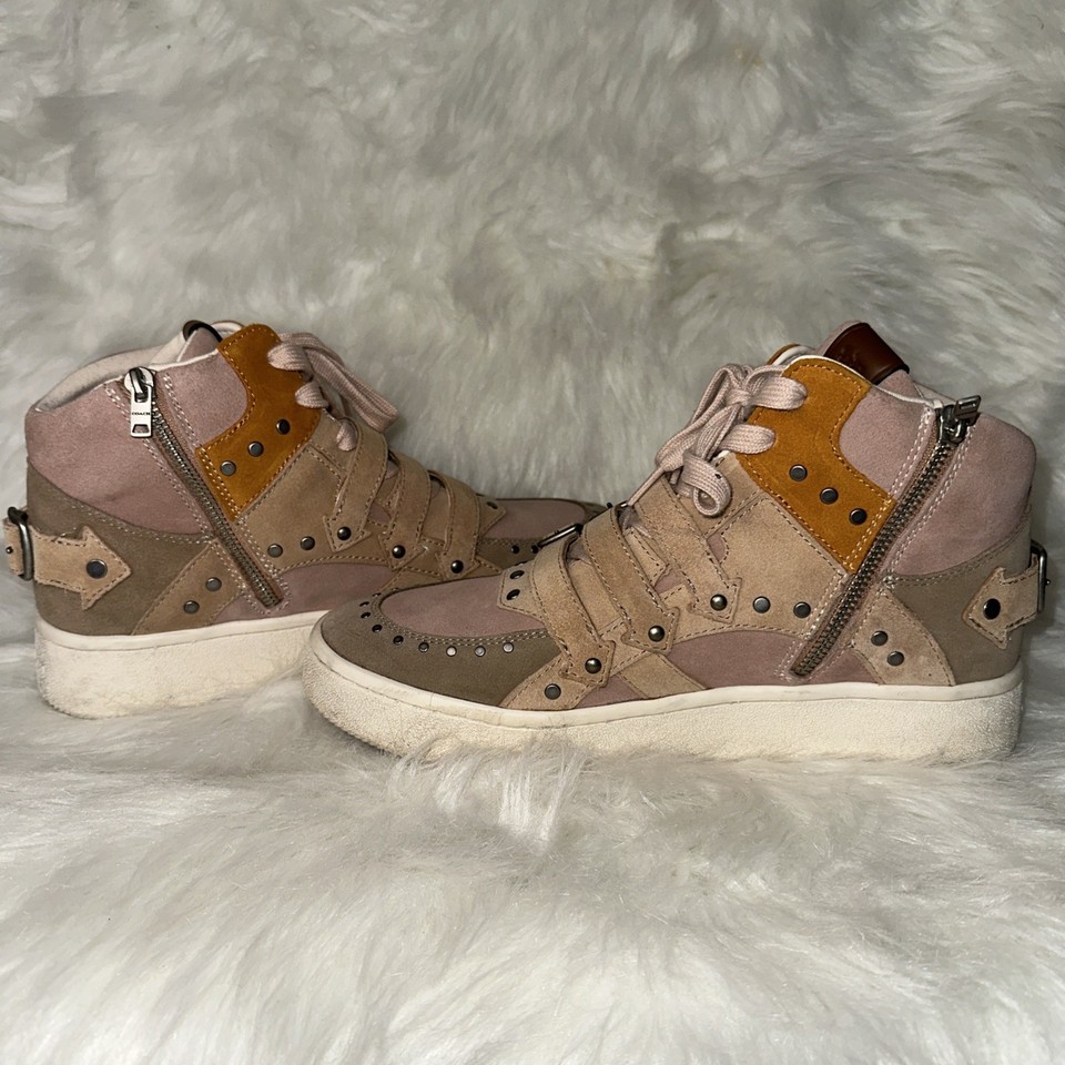 Coach C219 Women's High Top Blush Colors Suede Sneakers Size: 7.5B | eBay