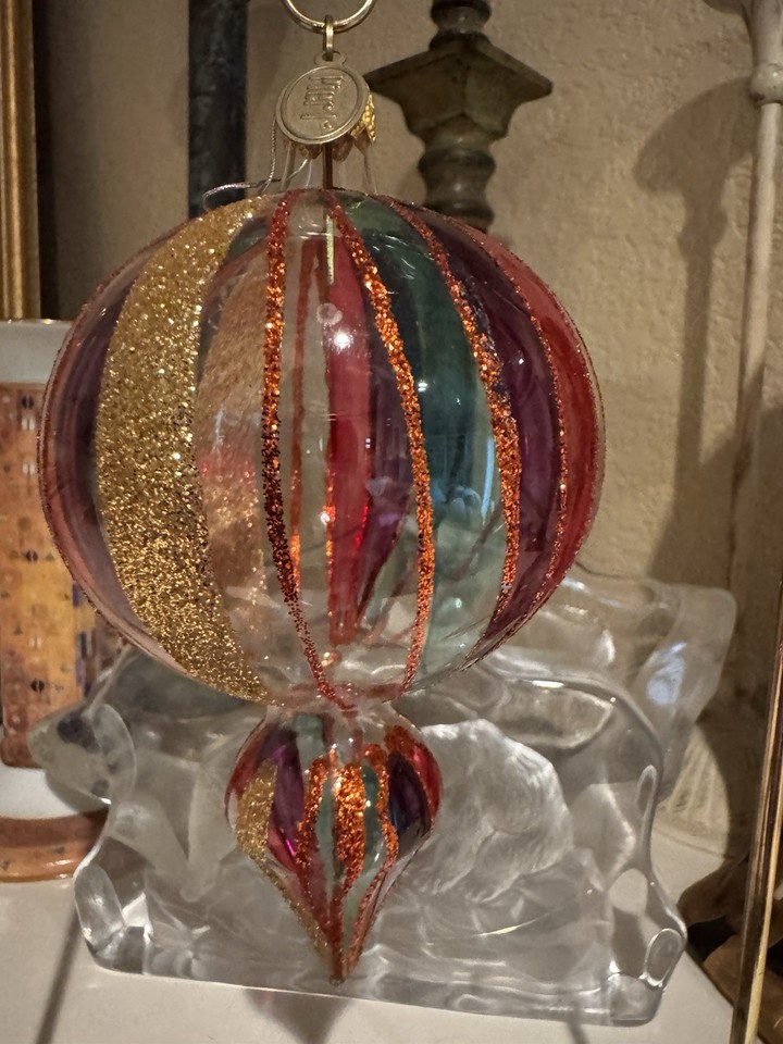 Pier 1 Rainbow Glittered Finial Ballon 2 Tear Drop Ornament 5" Multi ...