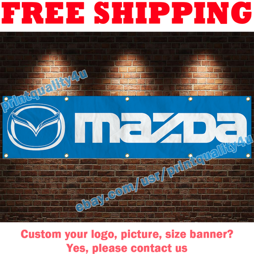 Mazda Logo Banner Flag 2x8 ft Car Racing Show Garage Sign Wall Sign ...