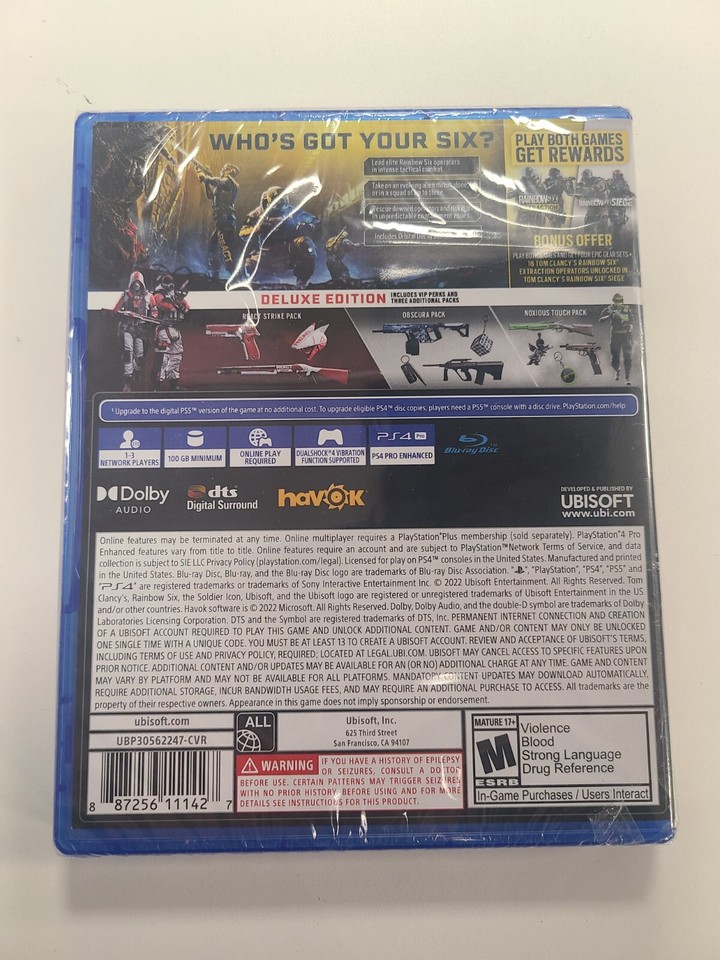 Tom Clancy's Rainbow Six Extraction Deluxe Edition PS4 PlayStation 4 ...