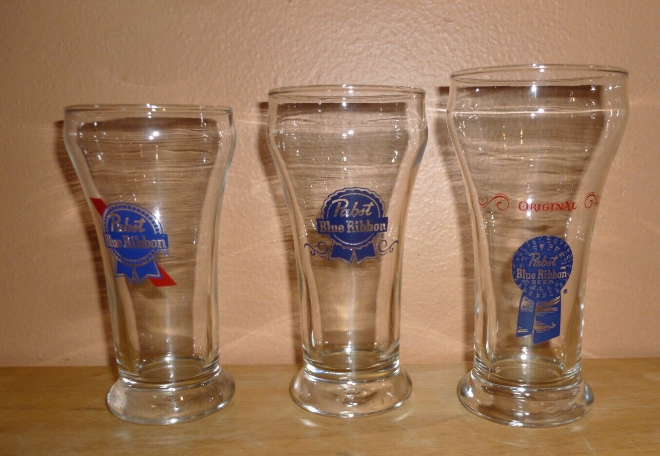 VINTAGE Lot of 3 PBR PABST BLUE RIBBON BEER SMALL PILSNER GLASSES | eBay