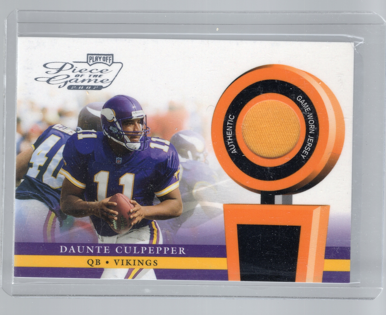 Daunte Culpepper 2002 Playoff Piece of the Game #POG-14J Orange Vikings ...