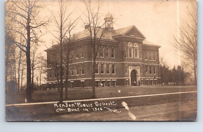 Real Photo Postcard Michigan Mendon Public School Building | eBay