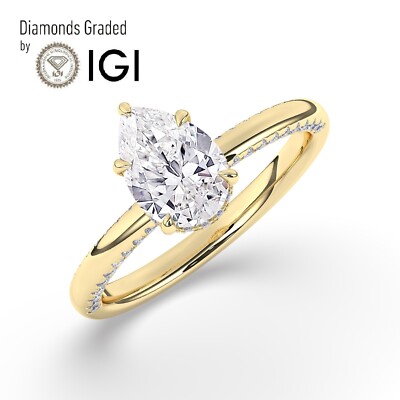 IGI, D/VS1, 3CT Solitaire Lab-Grown Pear Diamond Engagement Ring,18K ...