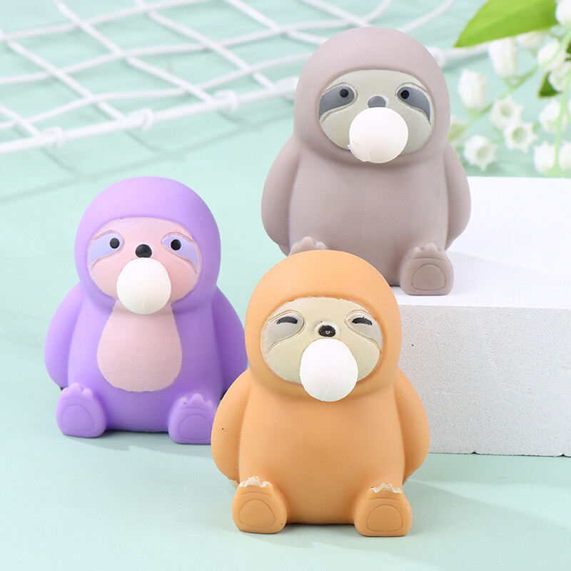 Sloth Squeeze Spit Bubble Toy Party Favor Pressure Release Vent Ball ...