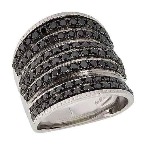 HSN Colleen Lopez Silver 2.00cttw Natural Black Diamond Multi-Row Band ...