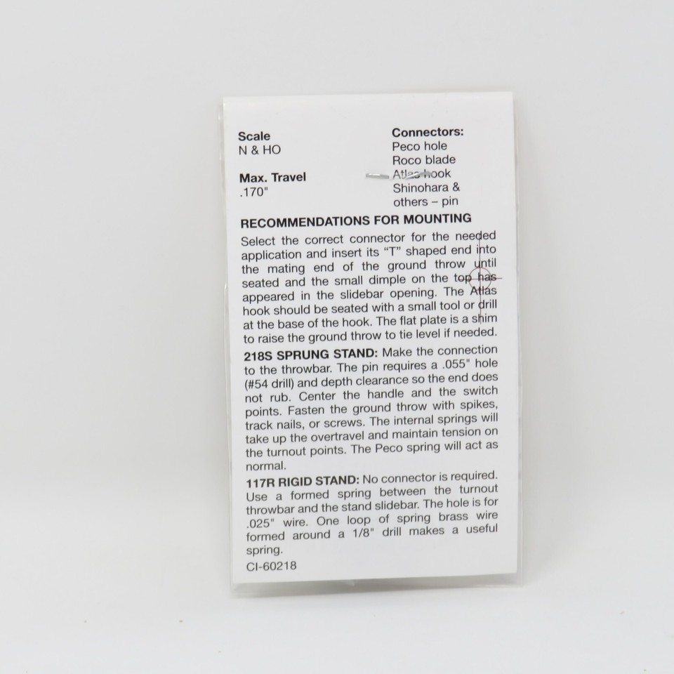 Caboose 218S Ground Throw Sprung 0.170" Travel N HO Scale Model Train ...