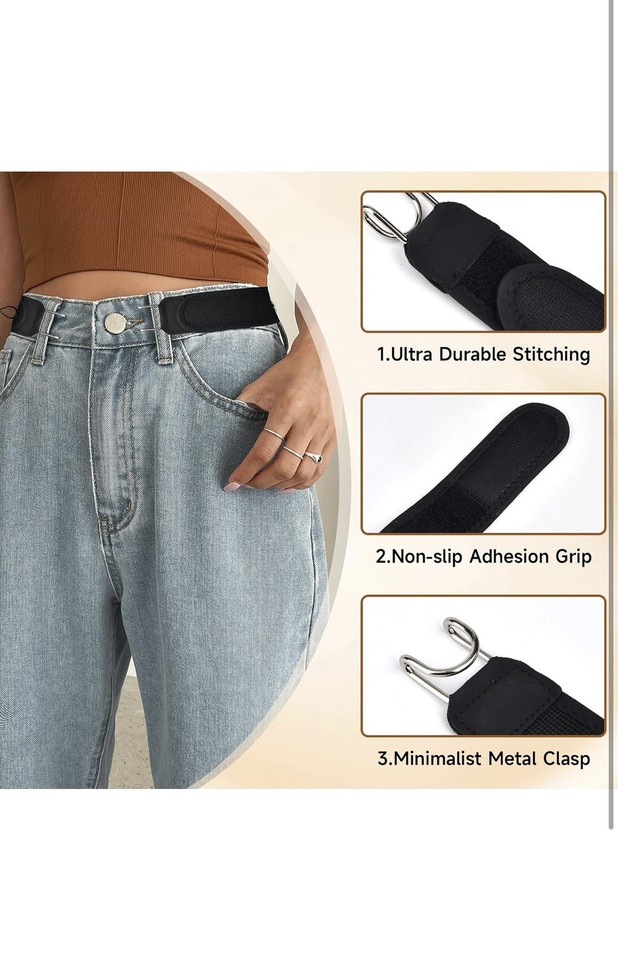 Tactical Metal Hook Elastic Belt Unisex Buckle-less Invisible Waist ...