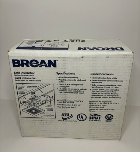 Broan 688 Ventilation Fan 50 CFM 4.0 Sones Bathroom Exhaust | eBay