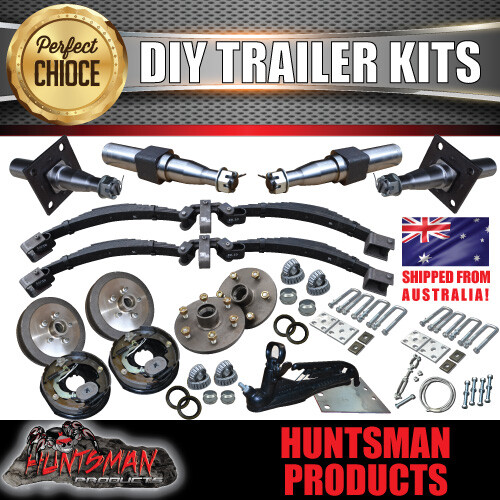 DIY 2000kg Tandem Trailer kit. Electric Brakes. 45mm Stub Axles, Rocker ...