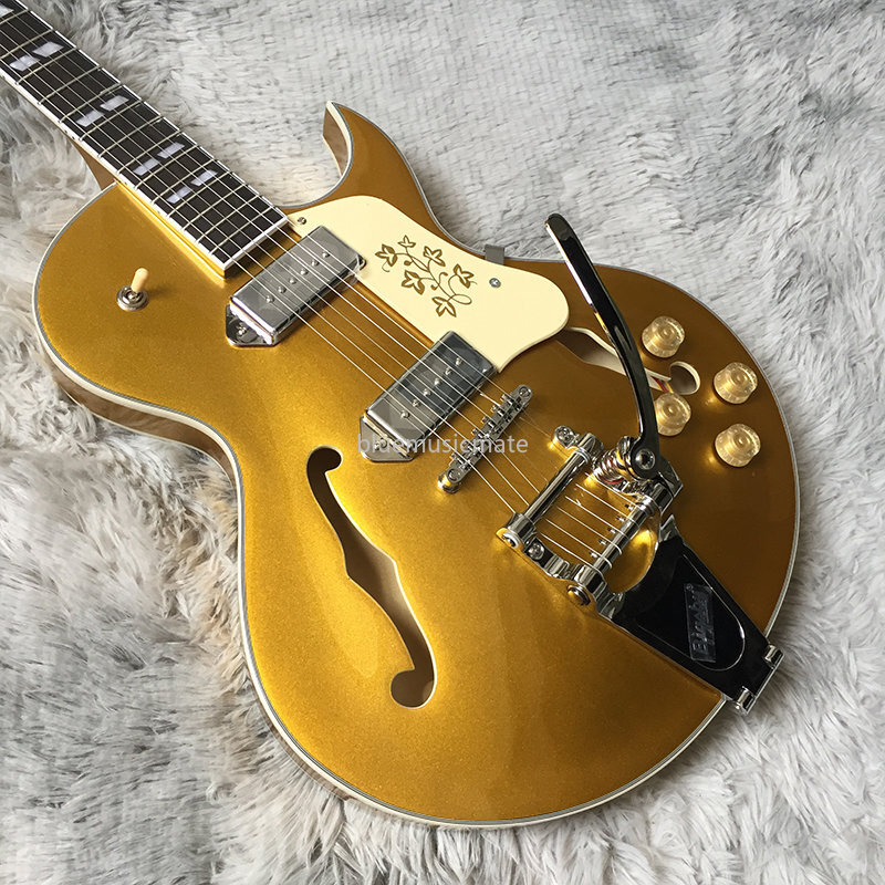 High Quality Gold Electric Guitars Guitars Semi Hollow Body Chrome ...